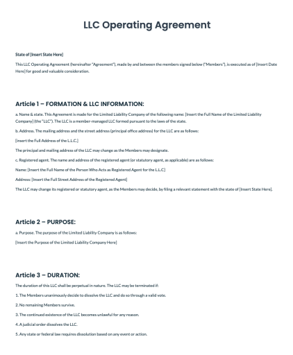 What is an LLC Operating Agreement? Template & Examples