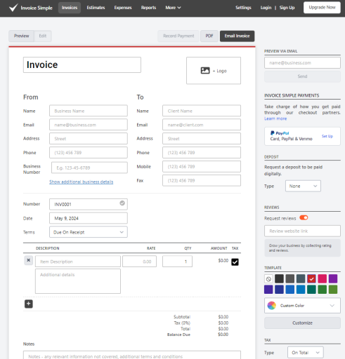 Invoice Simple Review: Features, Pricing, & Alternatives